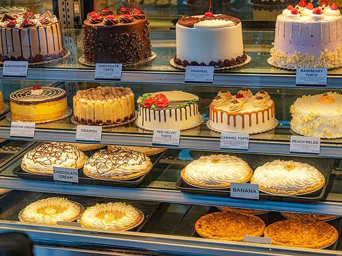 A display case so loaded with gorgeous cakes, you'll need a moment, possibly two, to collect yourself.