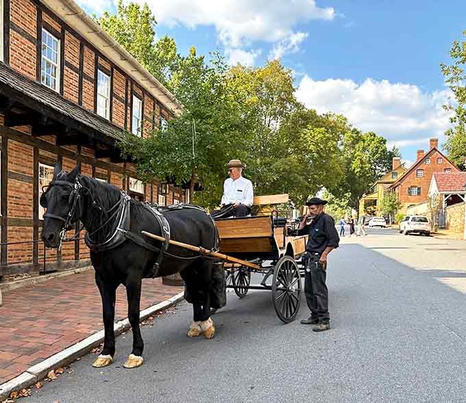 When your Uber driver shows up in period costume with a magnificent black horse, you know you've arrived somewhere special.