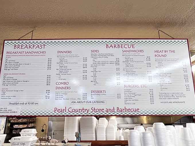 A menu board this generous is basically a love letter written in pulled pork and baked beans.