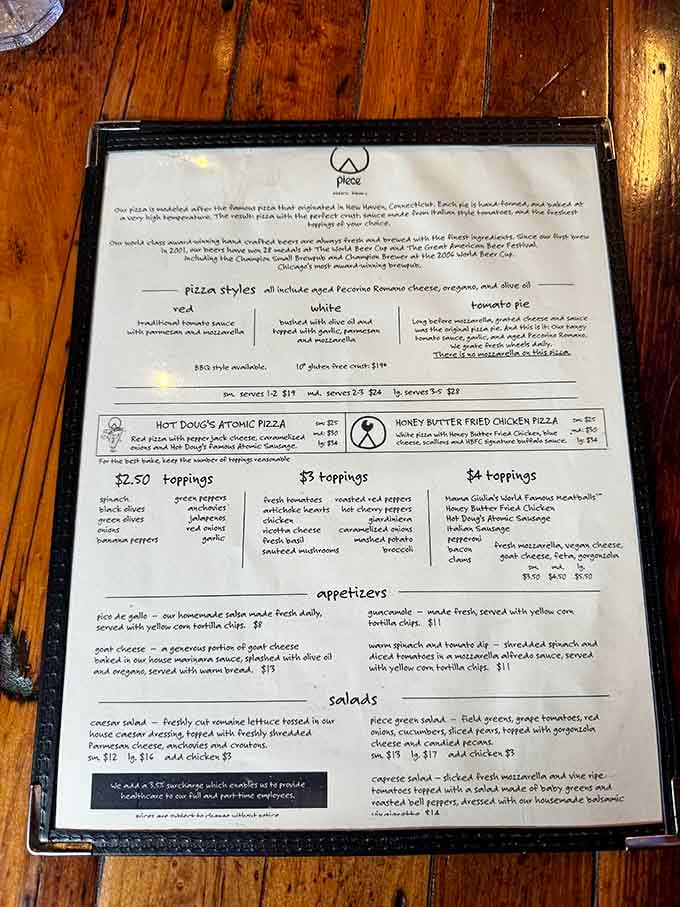 A menu that reads like a love letter to New Haven pizza tradition, with Chicago's best craft beer alongside it.