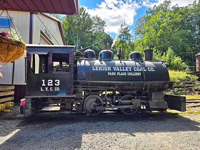The Lehigh Valley Coal Company No. 123 locomotive looks ready to roll, and honestly, so should you.