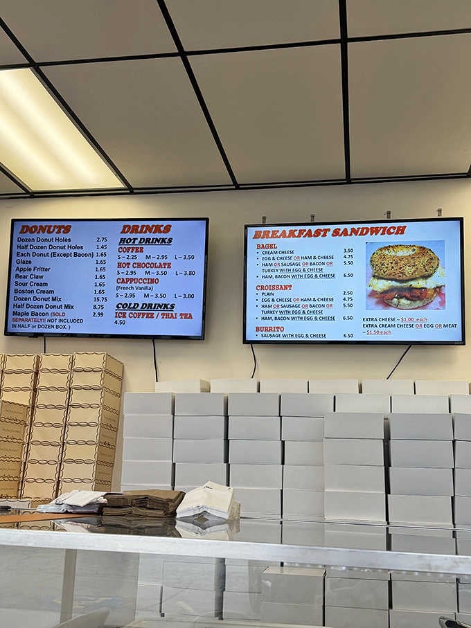 Those stacks of white boxes behind the counter tell you everything you need to know about this place's popularity.