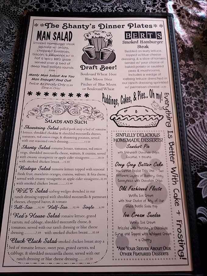 A menu that reads like a love letter to Missouri comfort food, with something wonderful on every single line.