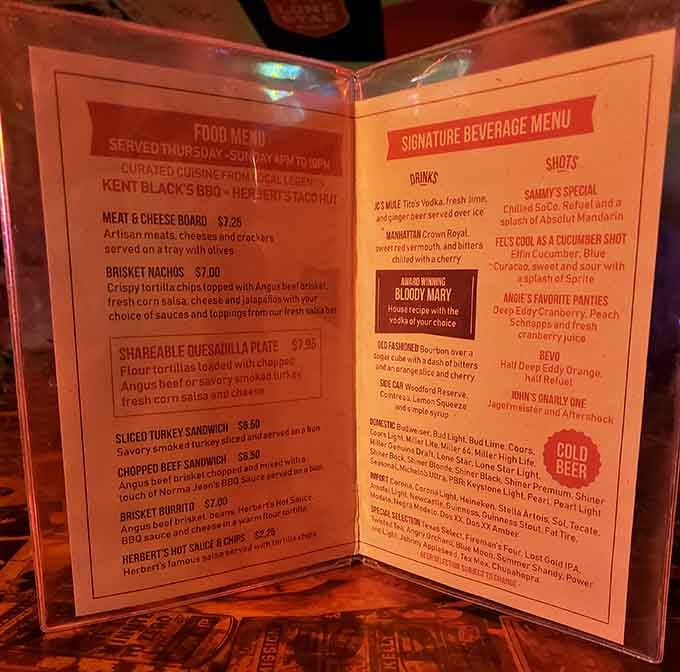 Kent Black's BBQ meets Herbert's Taco Hut on one menu. Texas legends sharing a stage, beautifully.