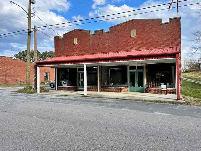 That castellated brick roofline on Rice's old depot building is giving serious medieval castle energy, Virginia style.