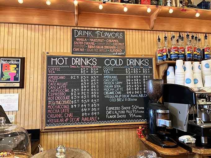 A chalkboard menu this cheerful makes ordering feel less like a decision and more like a celebration.