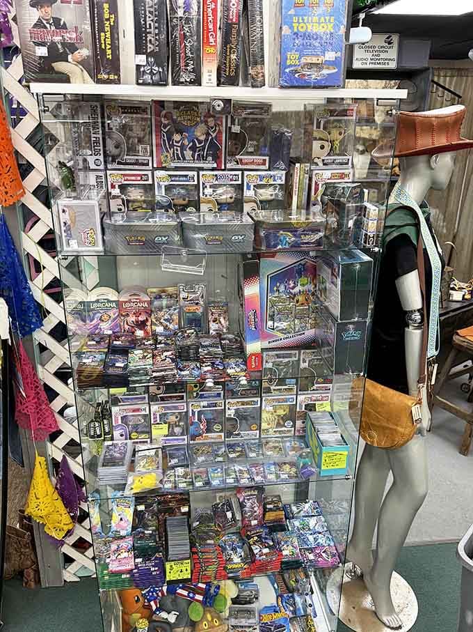 Funko Pops, Pok&eacute;mon cards, and Lorcana packs, because apparently nostalgia has no age requirement here.
