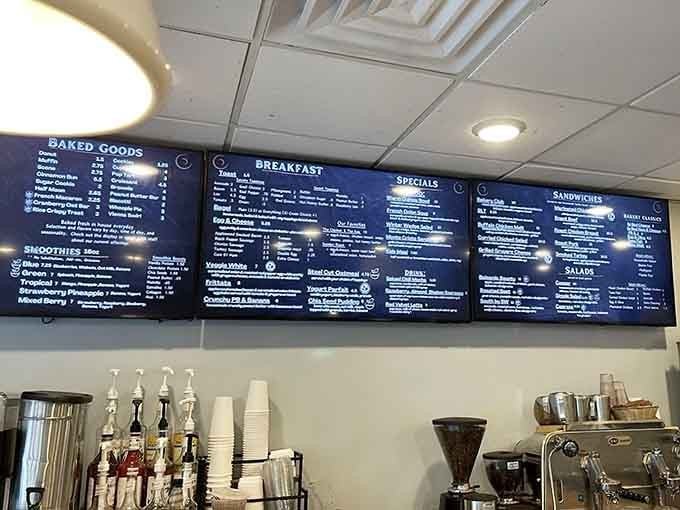 A menu board this organized and this generous is basically a love letter written in blue light.