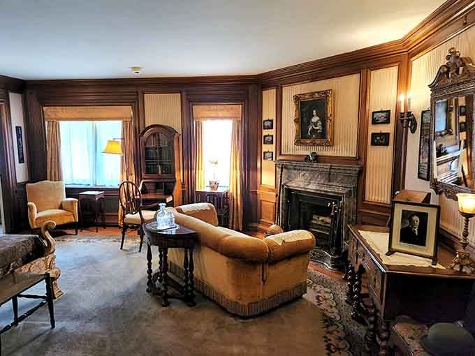 The William & Mary Guest Bedroom, where even the fireplace looks like it has good stories to tell.