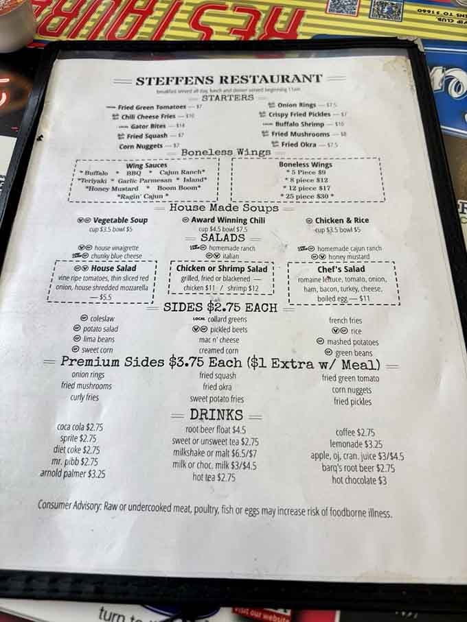 A menu that reads like a love letter to Southern cooking, honest, generous, and completely irresistible.