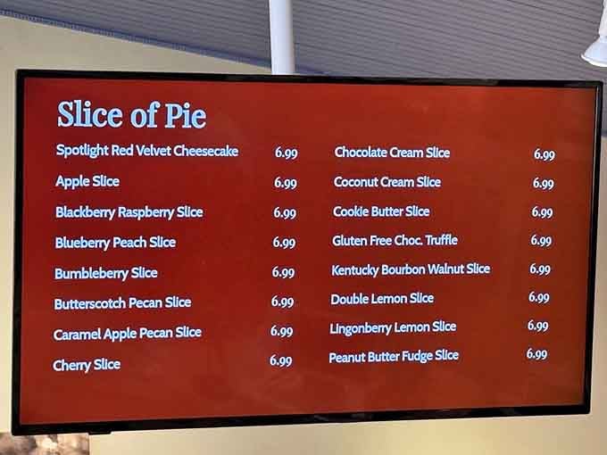 This menu board is basically a choose-your-own-adventure novel, except every ending involves delicious pie in your mouth.