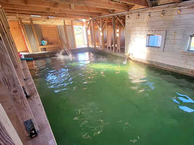 Crystal-clear mineral water fills the indoor pool, creating a tranquil escape from the chaos of modern life.