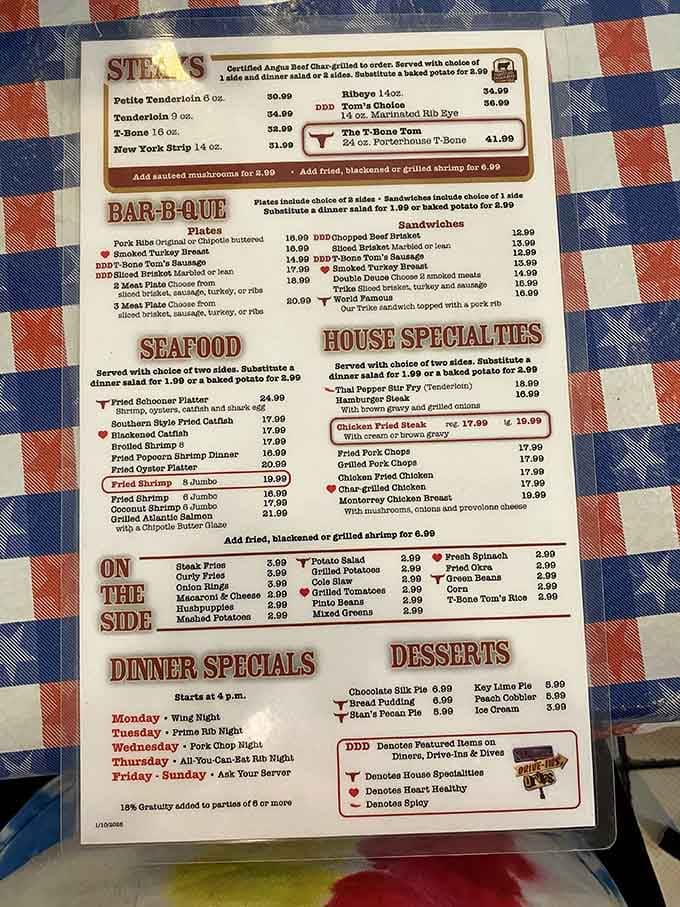 A menu this generous isn't a list, it's a love letter to everyone who ever got hungry in Texas.