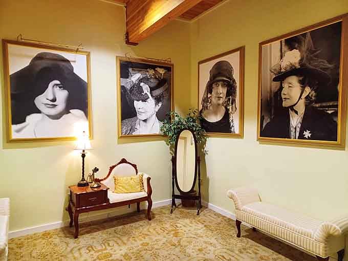 Lynn Fontanne stares back from these golden frames like she knows exactly how remarkable she was.