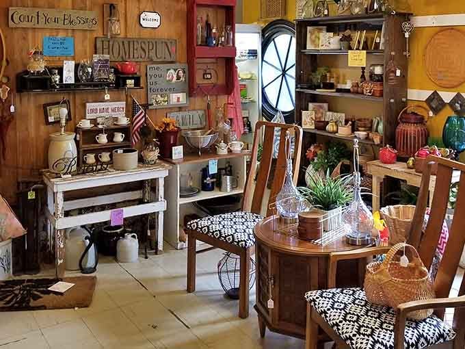 Rustic signs, warm wood, and farmhouse charm packed into one room that feels like a hug.