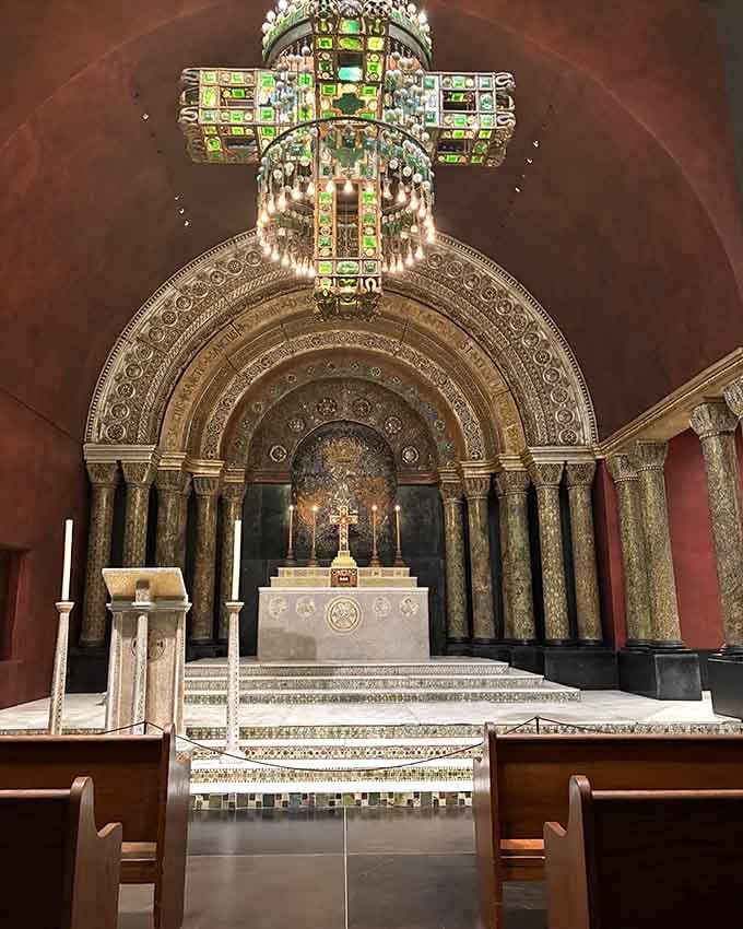 Standing inside the Tiffany Chapel feels less like visiting a museum and more like accidentally stumbling into a Byzantine dream.