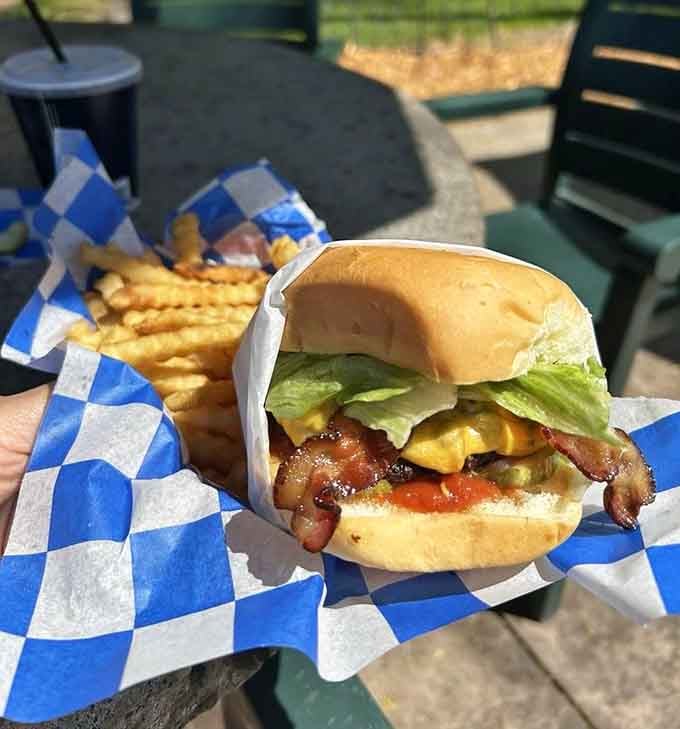 That bacon cheeseburger isn't just lunch, it's a full-on commitment you'll never regret making.