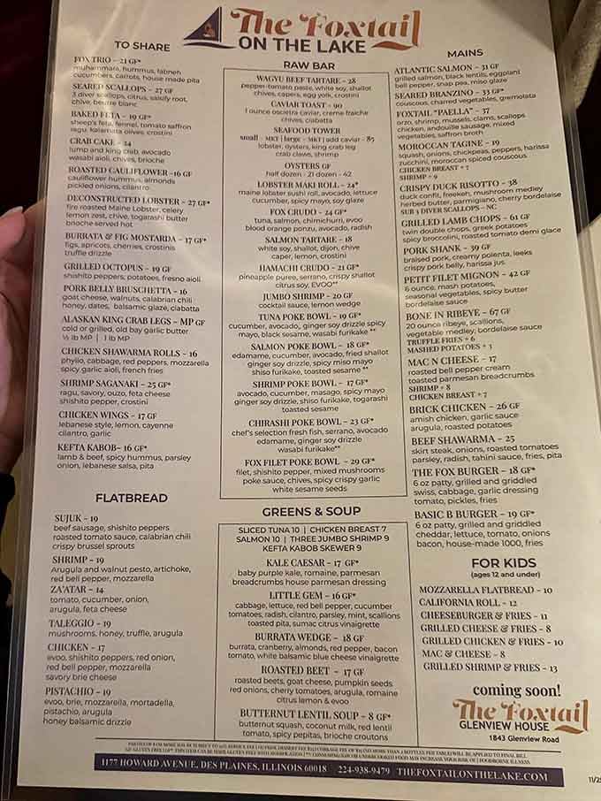 A menu this ambitious deserves its own reading glasses and a comfortable chair.