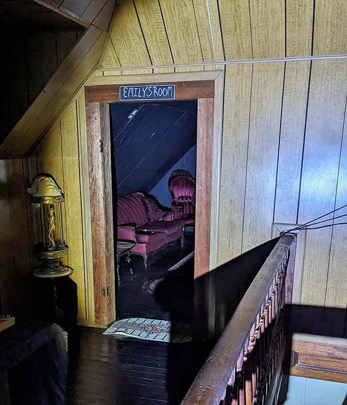 Emily's room features Victorian charm and possibly a permanent guest who never checked out of this establishment.