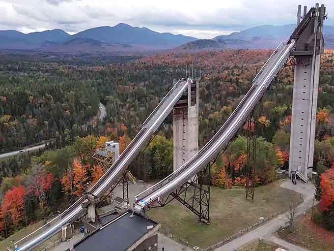 Those Olympic ski jumps rising above fall foliage prove that humans are wonderfully, terrifyingly ambitious creatures.