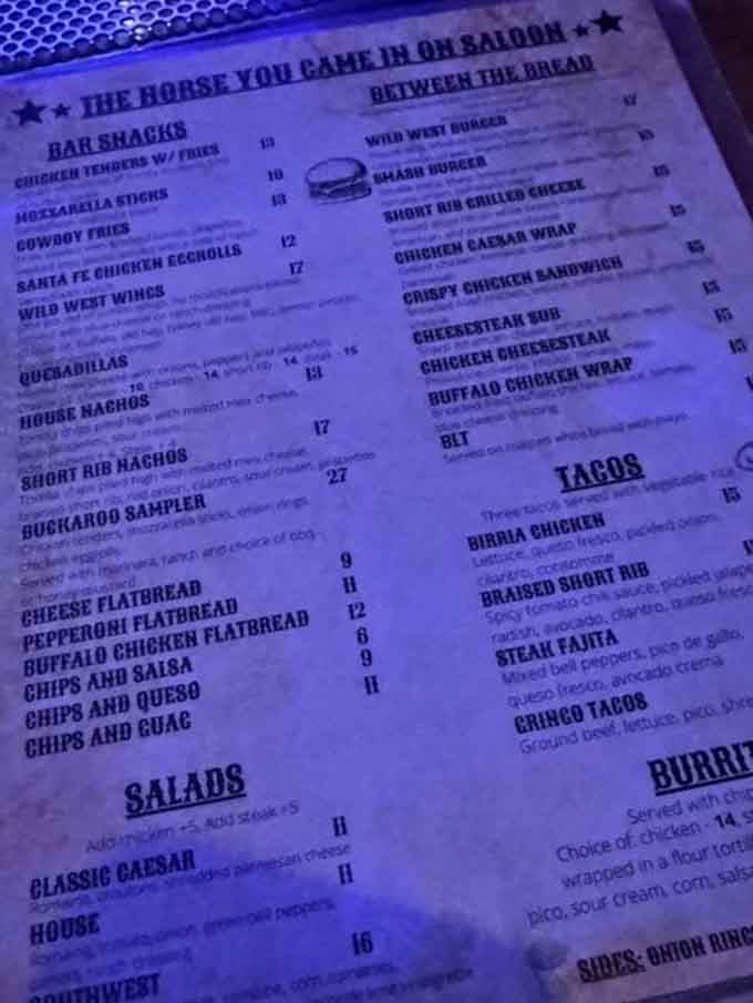 This menu glows with possibility under moody lighting, promising comfort food that'll satisfy both hunger and curiosity.