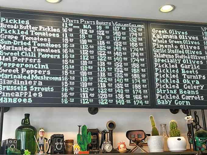 A chalkboard menu this long means one thing: you're going to need a bigger jar.