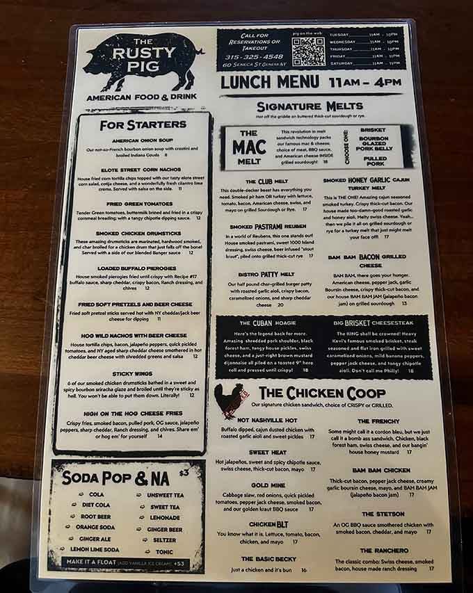 A menu this creative deserves its own reading glasses. Every single item has a personality.