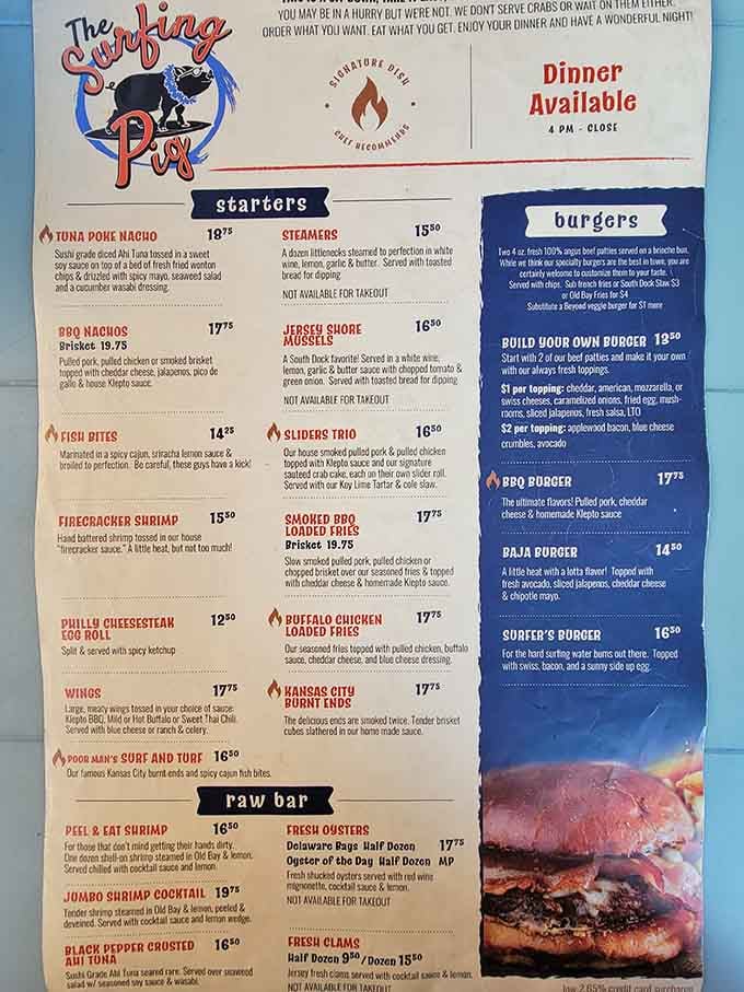 A menu so good you'll read it twice, then flag down your server before you even finish the third pass.
