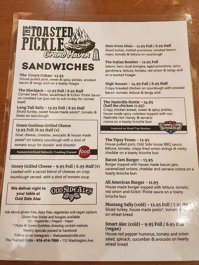 This menu reads like a love letter to pickles, with each sandwich thoughtfully crafted to make you a believer.
