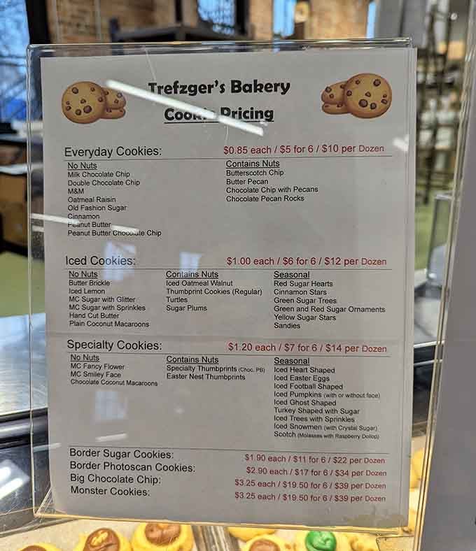 A cookie menu so thorough it reads like a love letter to everyone who ever wanted dessert for breakfast.
