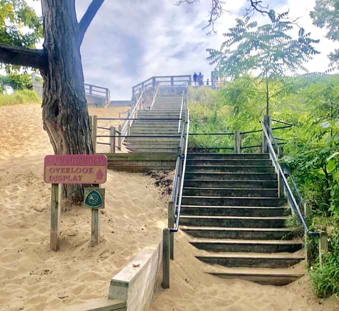 For the ambitious souls who prefer stairs, this scenic route offers cardio with a view as your reward.