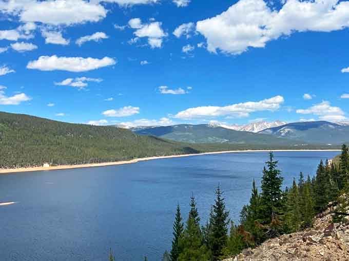 From up here, the whole lake unfolds like nature decided to show off everything it had in one shot.
