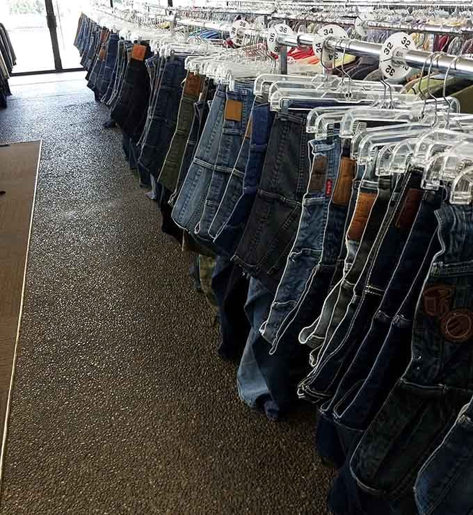 Row after row of denim in every shade and size, this is what a good day looks like.