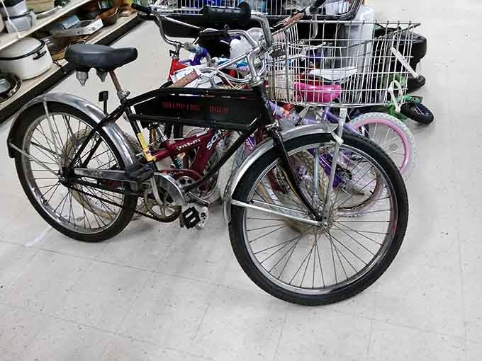 Somewhere between a garage sale and a cycling shop lives this glorious lineup of thrift store bicycles.