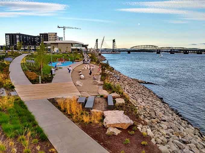 The winding path along the Columbia River proves that the best walks always have something worth stopping for.
