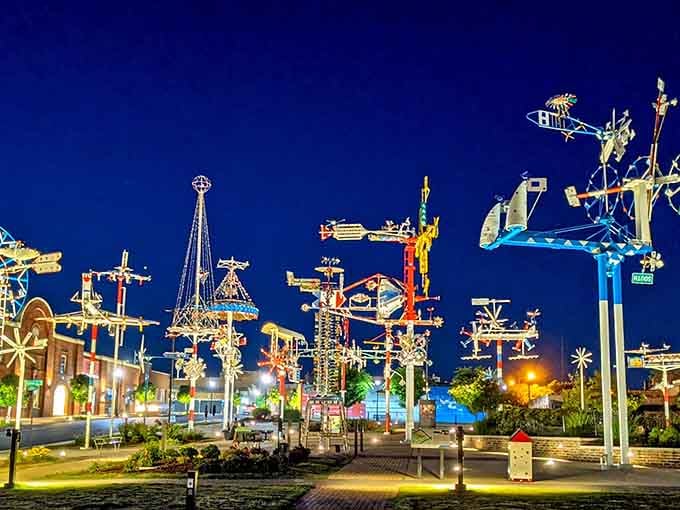 After dark, Whirligig Park transforms into something that looks like a dream someone forgot to wake up from.