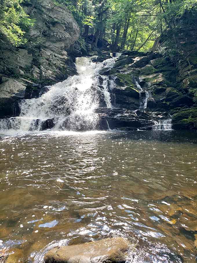 Watch the water dance over ancient rocks like it's been rehearsing this routine for millennia.