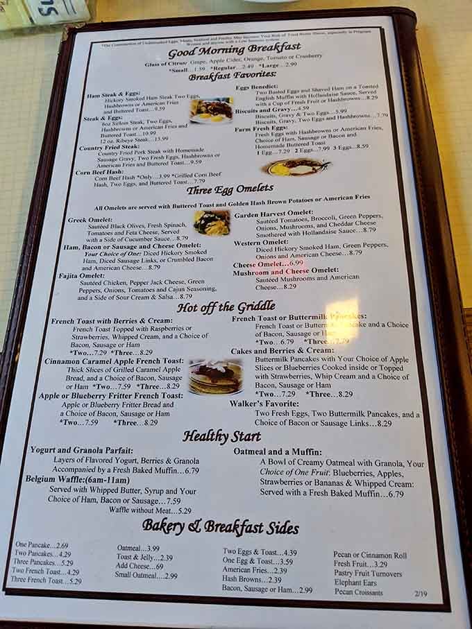 A menu this generous is basically a love letter written in breakfast food. Read it slowly.