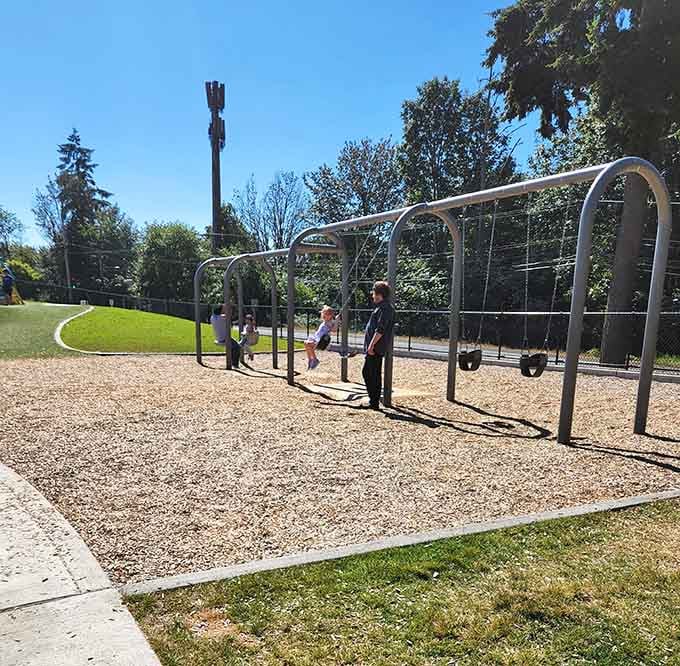 Swings never go out of style, and this long row proves that sometimes the classics really do know best.