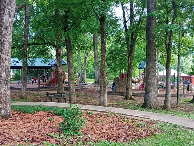 Gold Star Park proves playgrounds don't need plastic everything to make childhood memories that actually stick around.