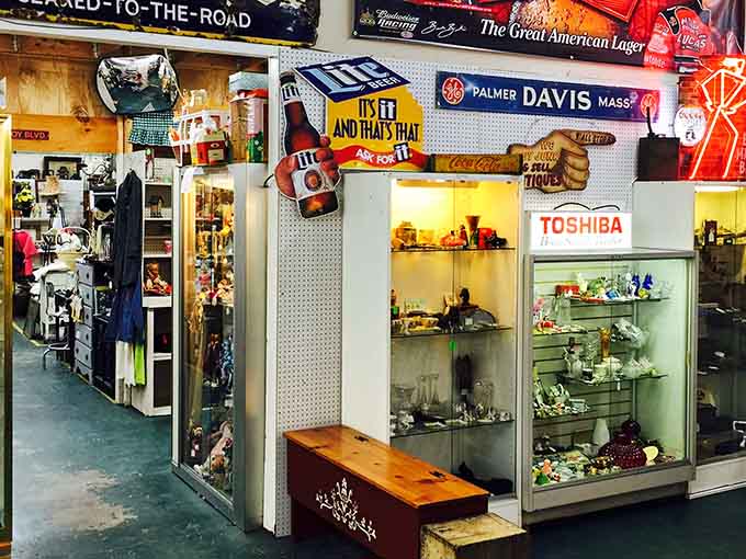 Vintage beer signs, glass cases full of collectibles, and enough Americana to make your grandfather weep happy tears.