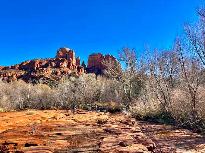 Those red rocks glow like embers at sunset, turning an ordinary creek into something almost spiritual.