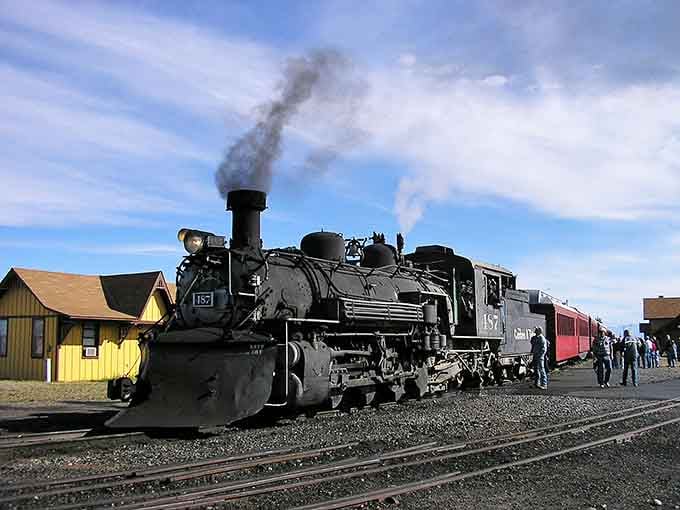 Engine 157 stands ready at the station like a seasoned traveler who's seen it all and still loves the journey.