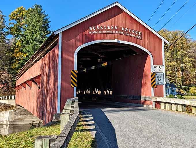Buskirk's bold red entrance practically dares you to slow down, and the fine for speeding is a very reasonable reminder.