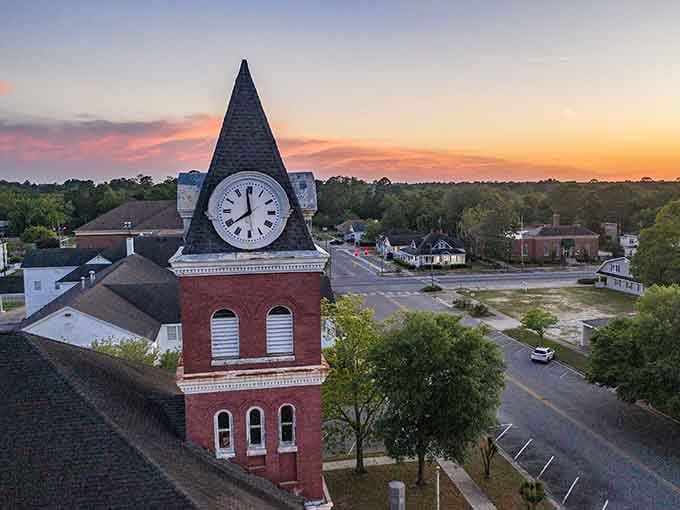 That clock tower over Jesup glows like a postcard at golden hour, and nobody's complaining.
