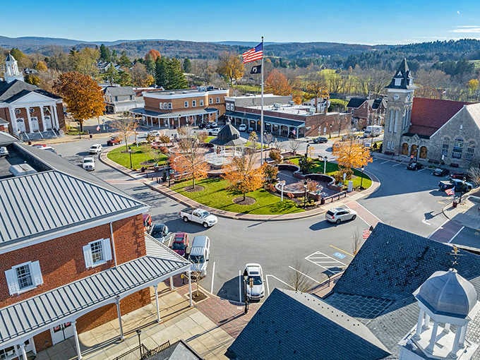The town diamond from a bird's eye view shows why central gathering spaces matter in communities that care.