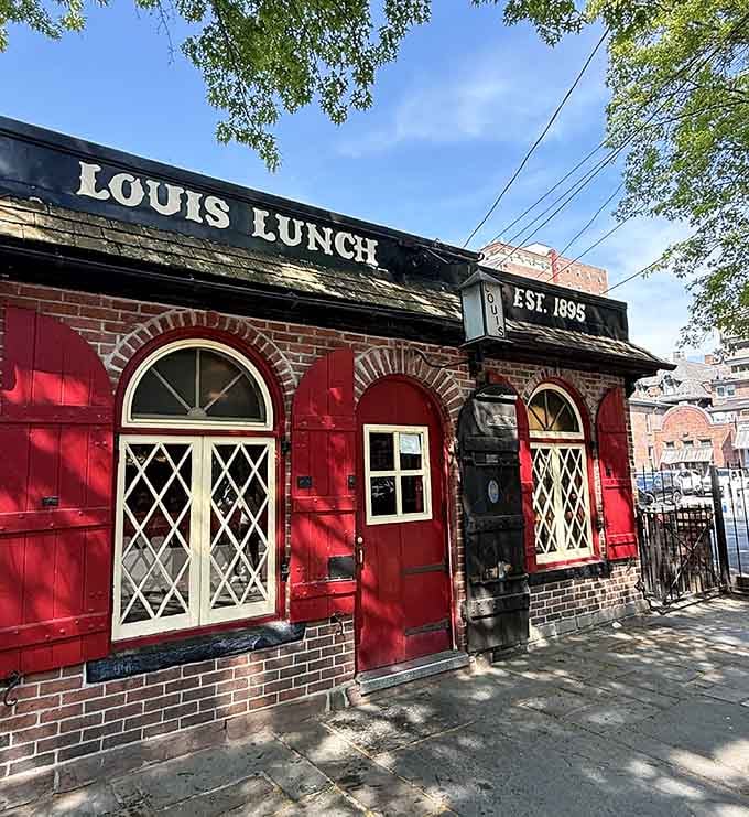 Those bright red doors have been swinging open since 1895, welcoming hungry visitors to hallowed burger ground.
