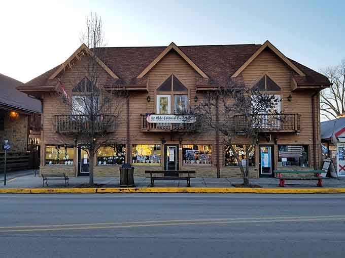 This charming building glows at dusk, proving that small-town shops can look just as inviting as any big-city boutique.