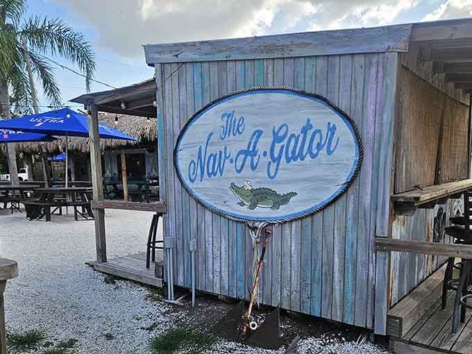 That hand-painted gator on the sign isn't just a logo &mdash; it's a friendly warning that the real ones are just around the bend.