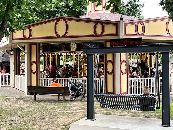 The Tuscora Park carousel spins like a time machine, carrying riders back to a simpler, sweeter era of American summers.